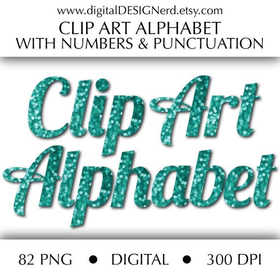Clip Art Alphabet Teal Blue Bokeh Digital Letters Numbers