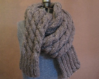 Chunky Cream Cable Knit Scarf The Rainier MADE TO ORDER