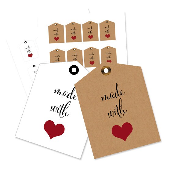 Items similar to Made with love gift tags printable gift tags Holiday ...
