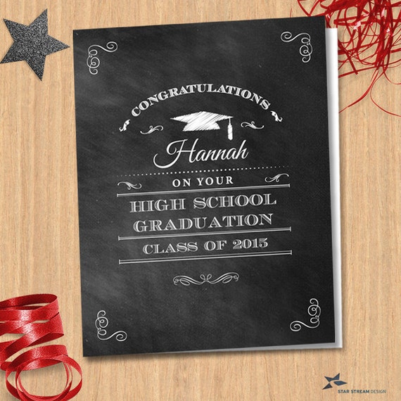 Congratulations Graduate Chalkboard Greeting Card Editable