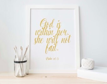 God is With Her she will not fail Wall Decal Nursery Decor