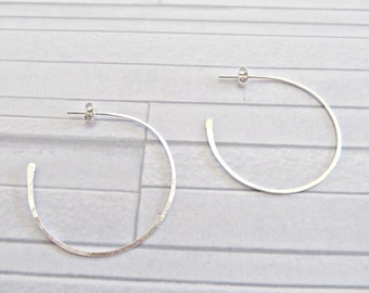 Items similar to Large Silver Hoops, Hammered Sterling Silver, Extra ...