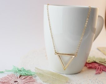 Triangle necklace Geometric jewelry silver necklace