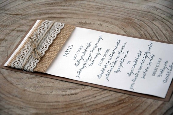Wedding Dinner Menu Wedding Menu Bridal Shower Menu Rustic