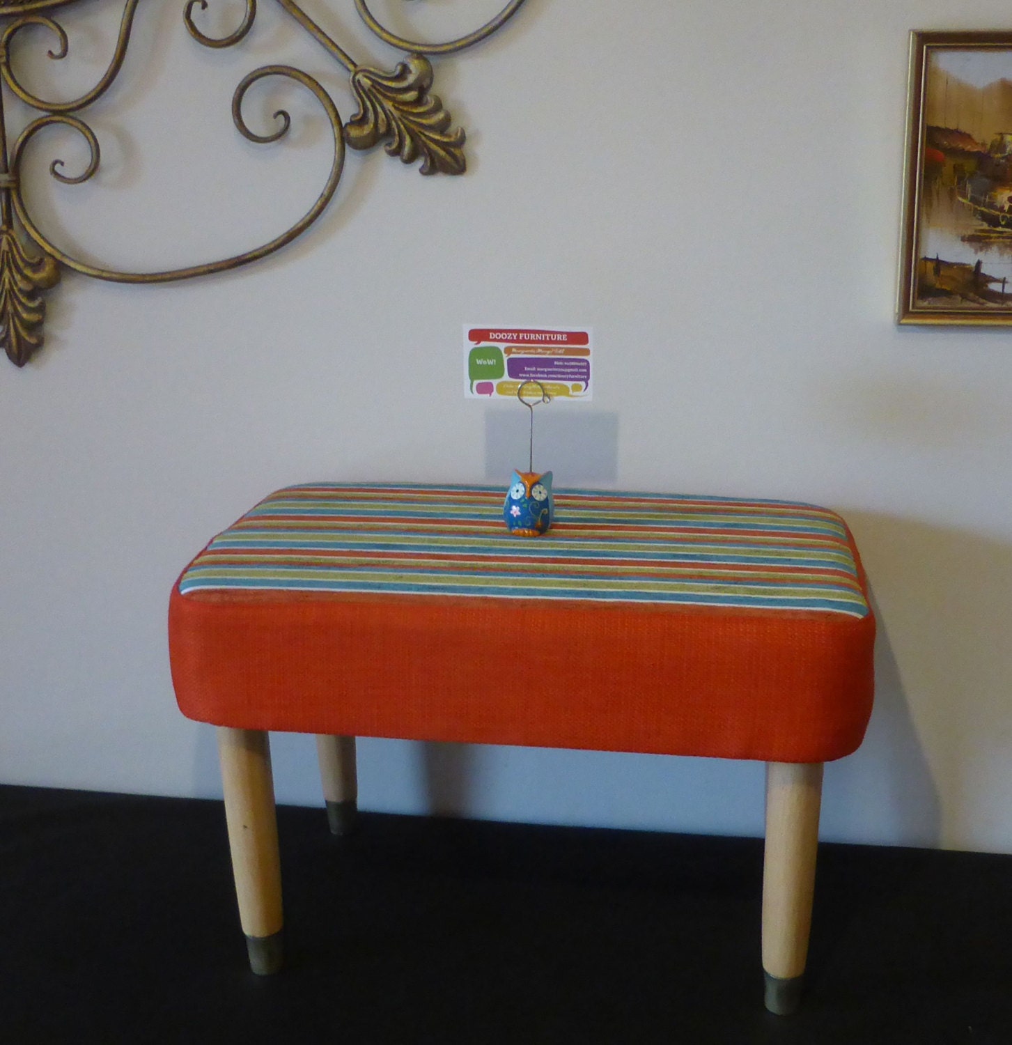 Restored square retro vintage footstool **FuNky & CuTe** – Haute Juice