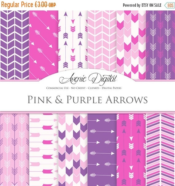 SALE Pink and Purple Arrows Digital Paper. by AvenieDigital