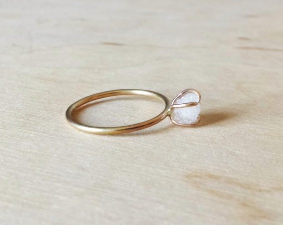 Raw Crystal Ring Rough Stone Ring RARE Snow White by Gemologies