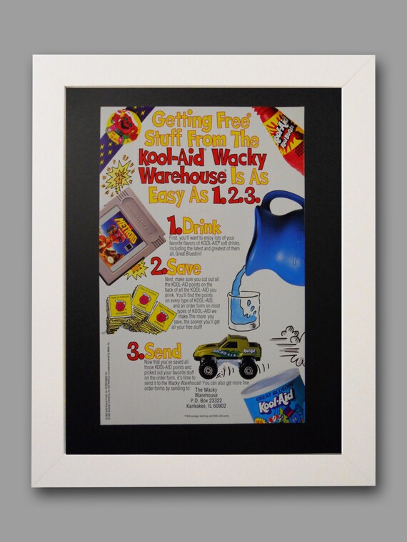 VINTAGE 1992 Kool-Aid Wacky Warehouse Framed Advertisement