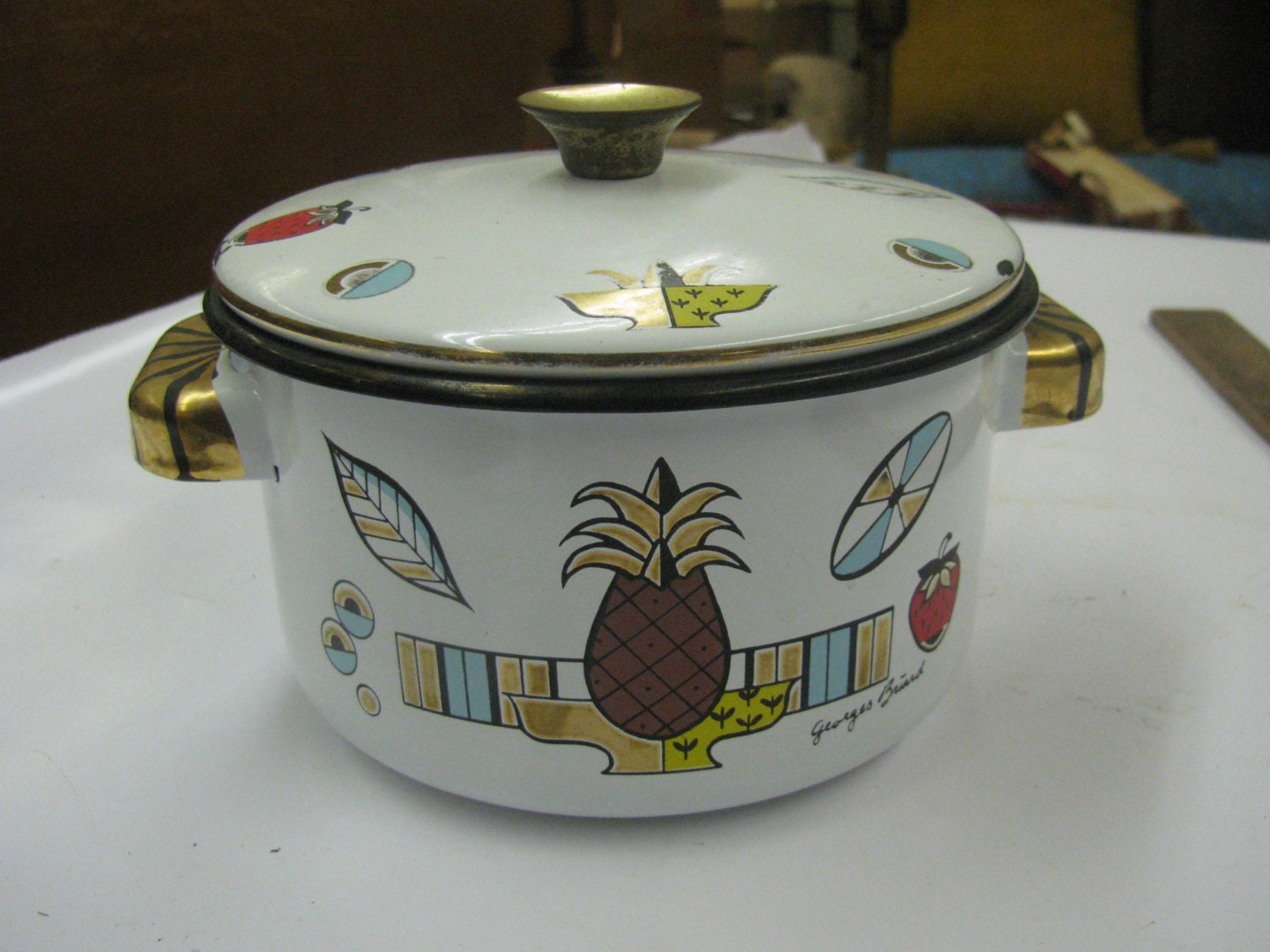 Georges Briard Enamelware , Ambrosia Fruit Pattern, Wonderful Condition ...