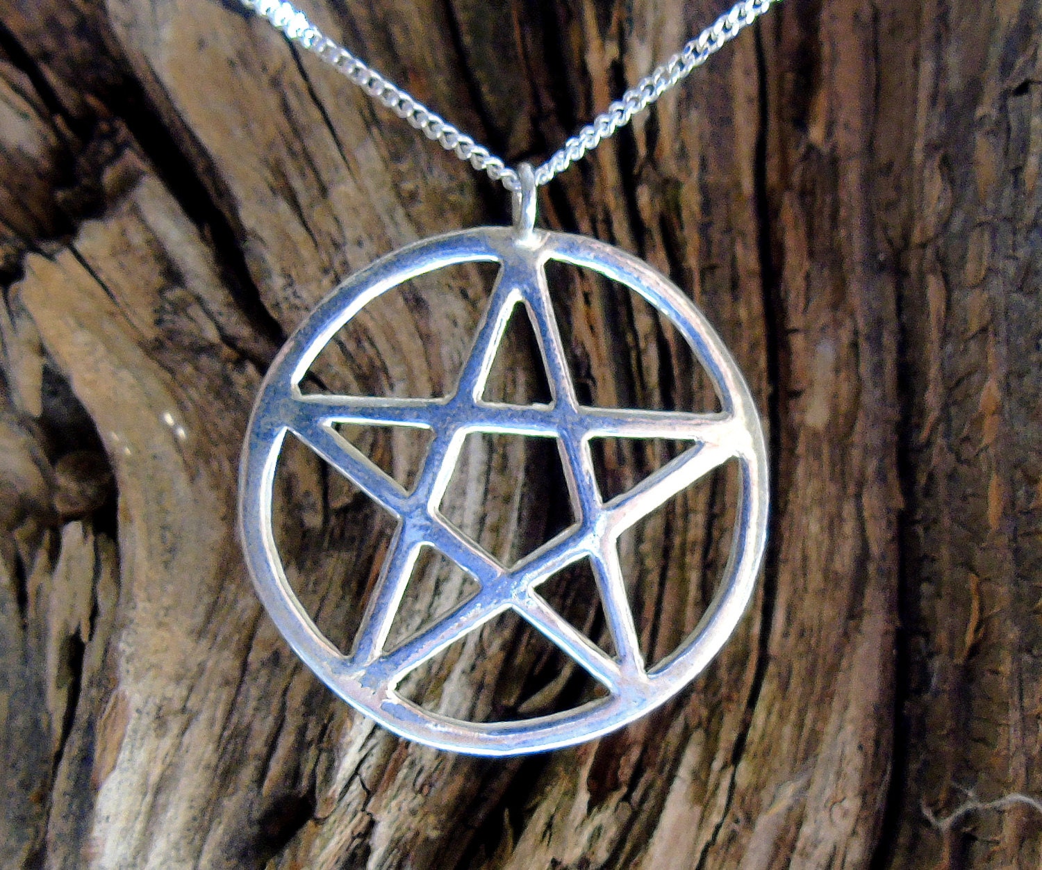 Silver Pentagram necklace pentagram charm pentagram by Elfscraft