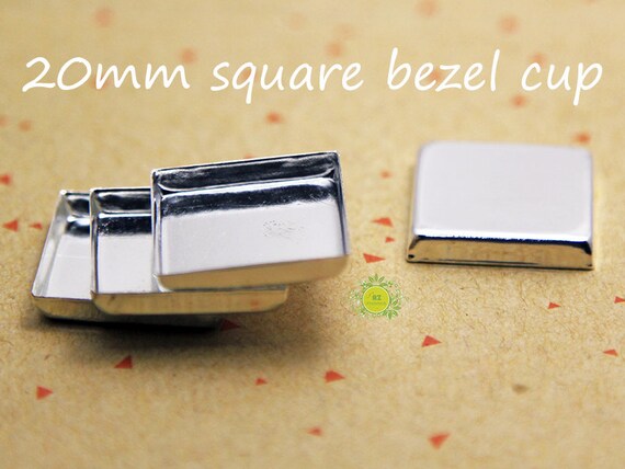 20mm Square Bezel Cups-Square Bezel Setting-Blank Bezels for