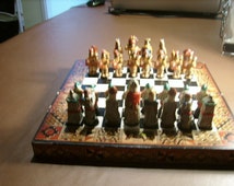 Handmade and hand painted Peruvian chess set. Incas –v- Spanish ...