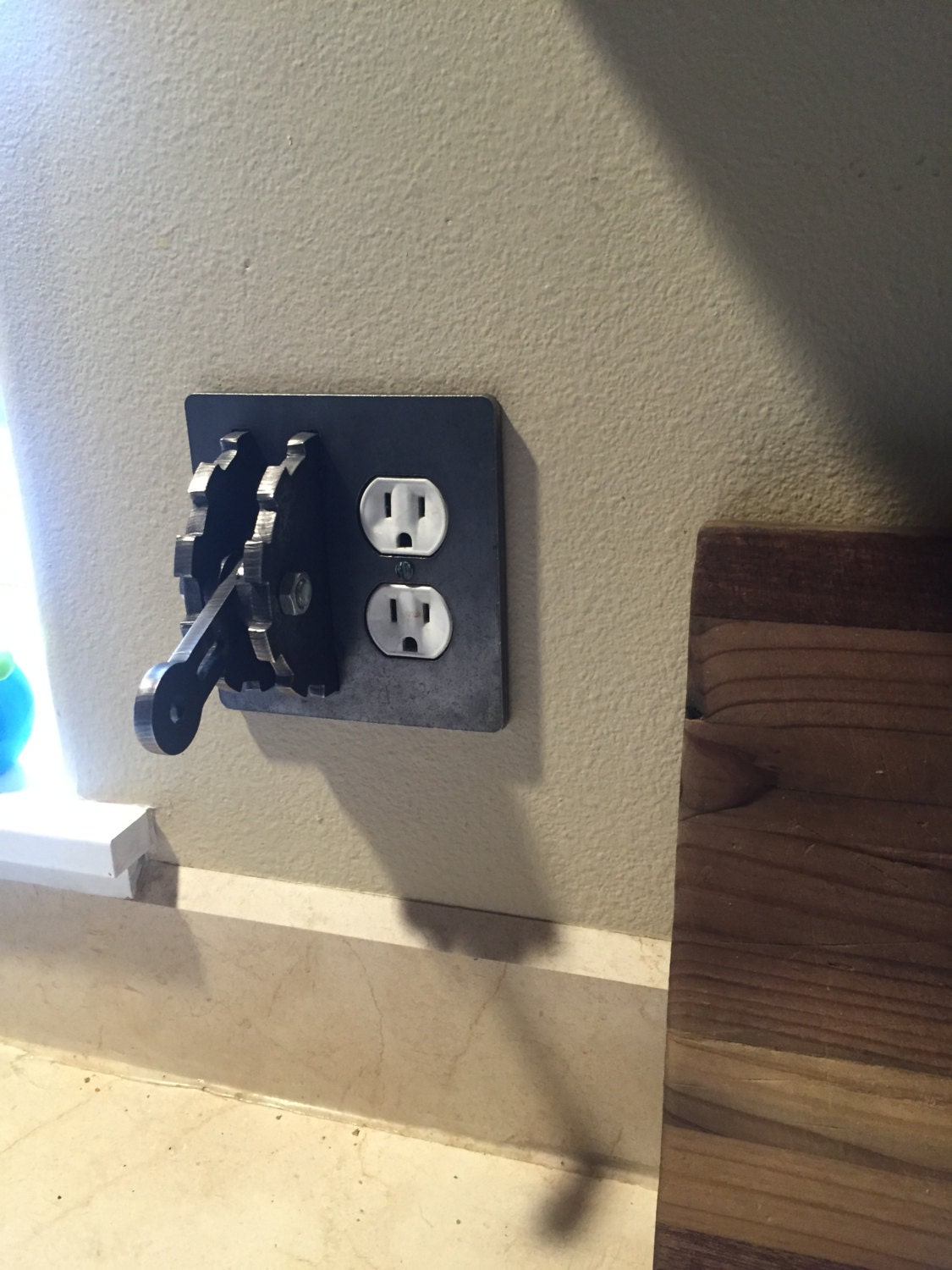 Gear Light Switch Cover with Lever and Outlet. Steampunk