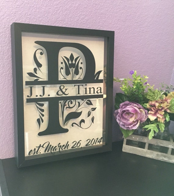 Monogram shadow box initial personalized by HometownXpressions