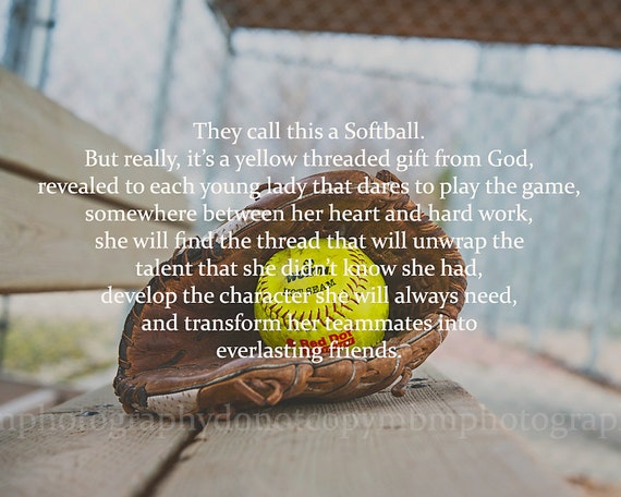 8x10 Softball Poem Softball Print