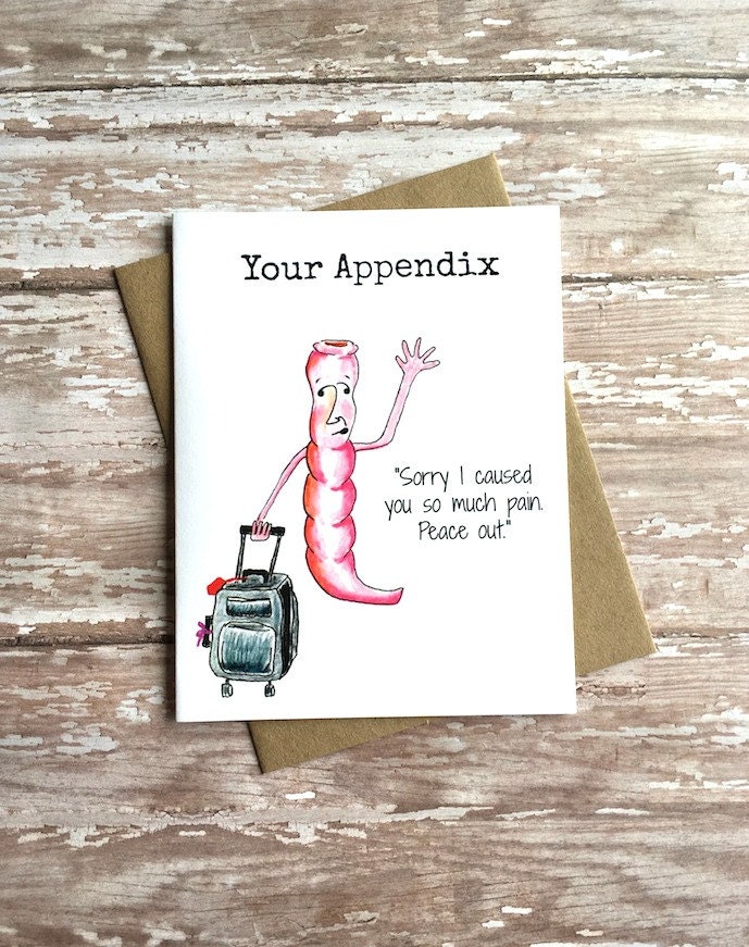 Appendectomy Card Get Well Card Appendectomy Surgery