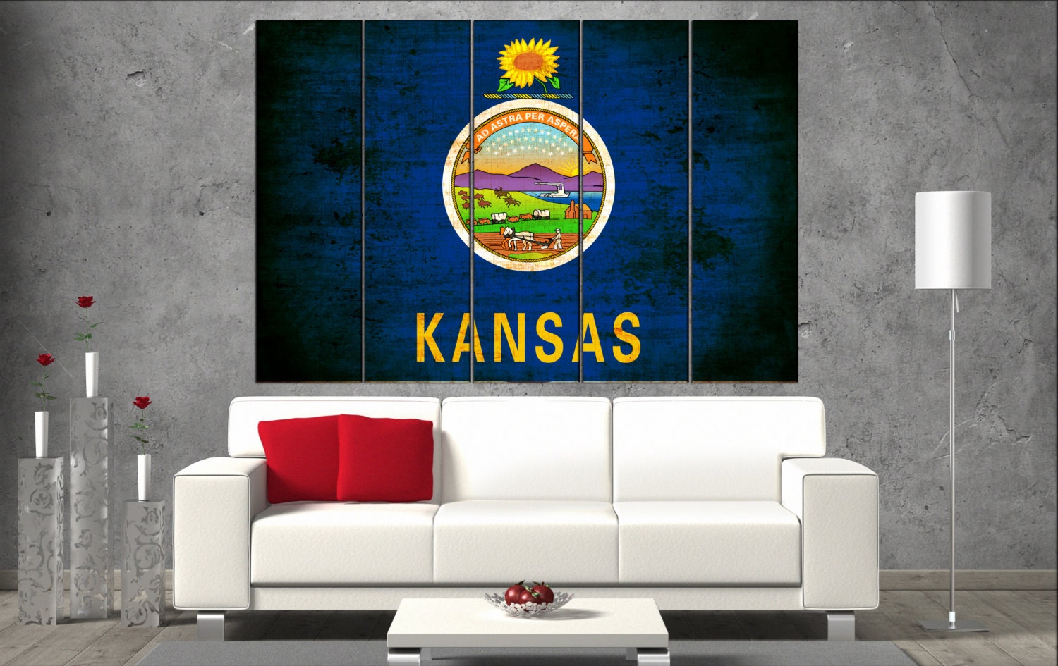 kansas state flag canvas kansas state flag wall decoration kansas state ...