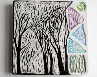 Sgraffito tile | Etsy