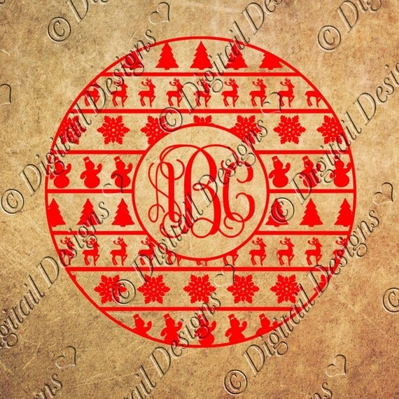 Large Christmas Monogram Frame Svg Png Dxf Eps.