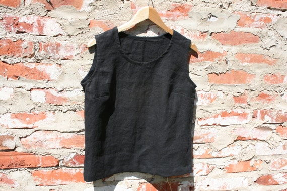 Linen Tank Top / Handmade Linen Tank Top / Charcoal Gray