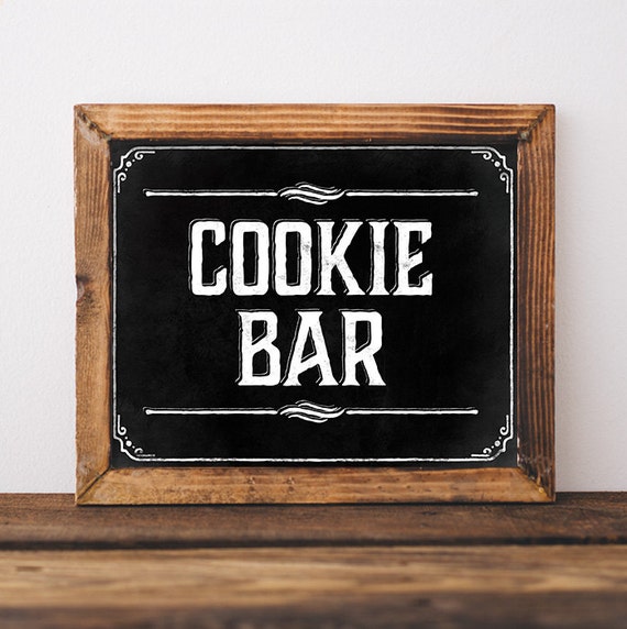 Cookie bar sign. Printable rustic party decor. Wedding sweets