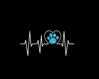 Paw print heartbeat | Etsy