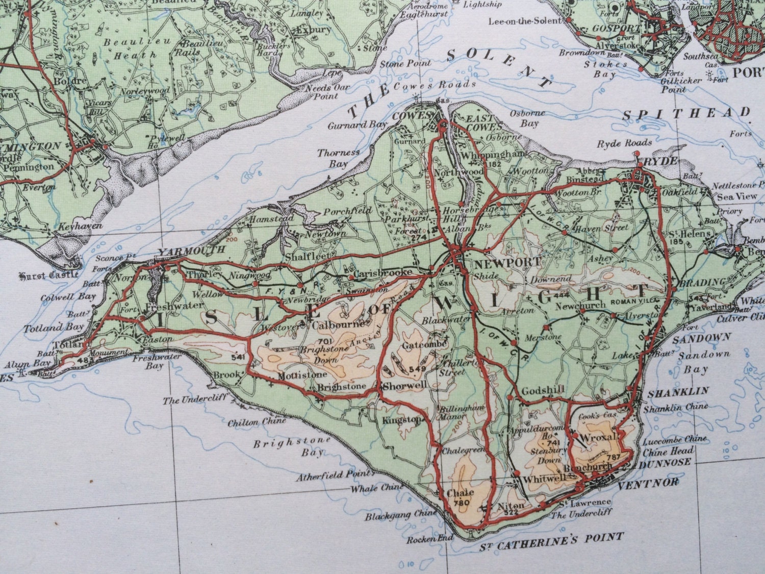1922 original antique ordnance survey map of South England - Hampshire ...