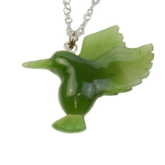 Canadian Nephrite Jade Hummingbird Pendant by JadeMineCanada