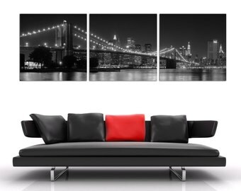 3 Panel Split New York skyline Panoramic Canvas Print.