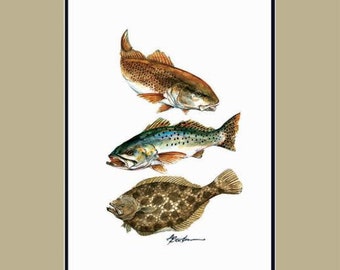 Saltwater fish art | Etsy