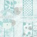 AQUA WATERCOLOR FLOWERS Digital Paper Pack Commercial Use