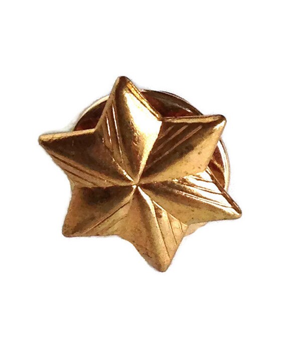 Vintage 6 point star pin gold tone metal tie tac lapel pin