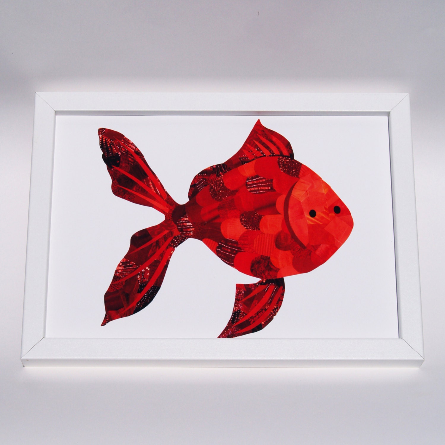 Fish collage print Custom colours Fish wall art Fish print