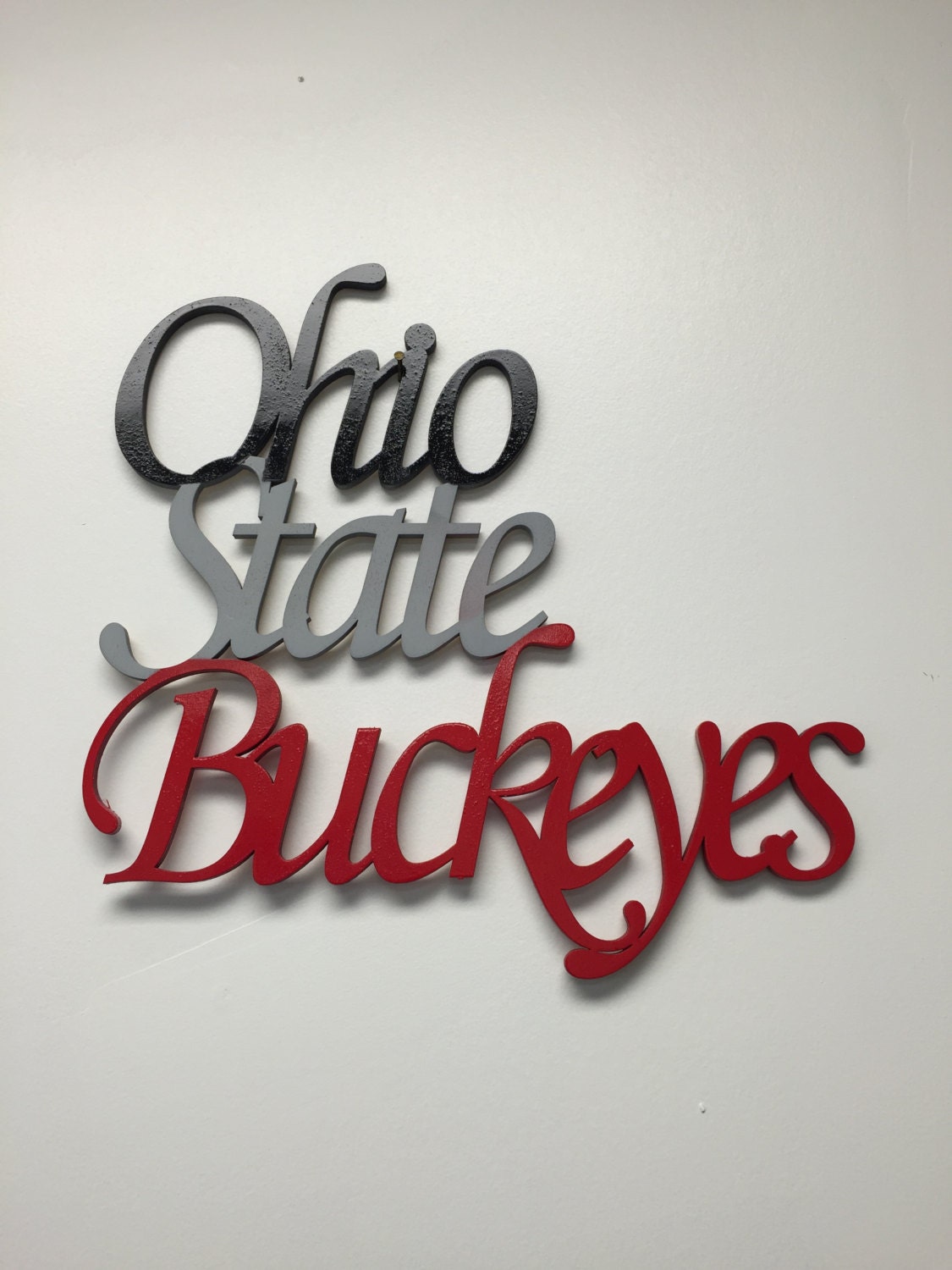 Ohio State Buckeyes word cut out. Buckeyes script wood cut out