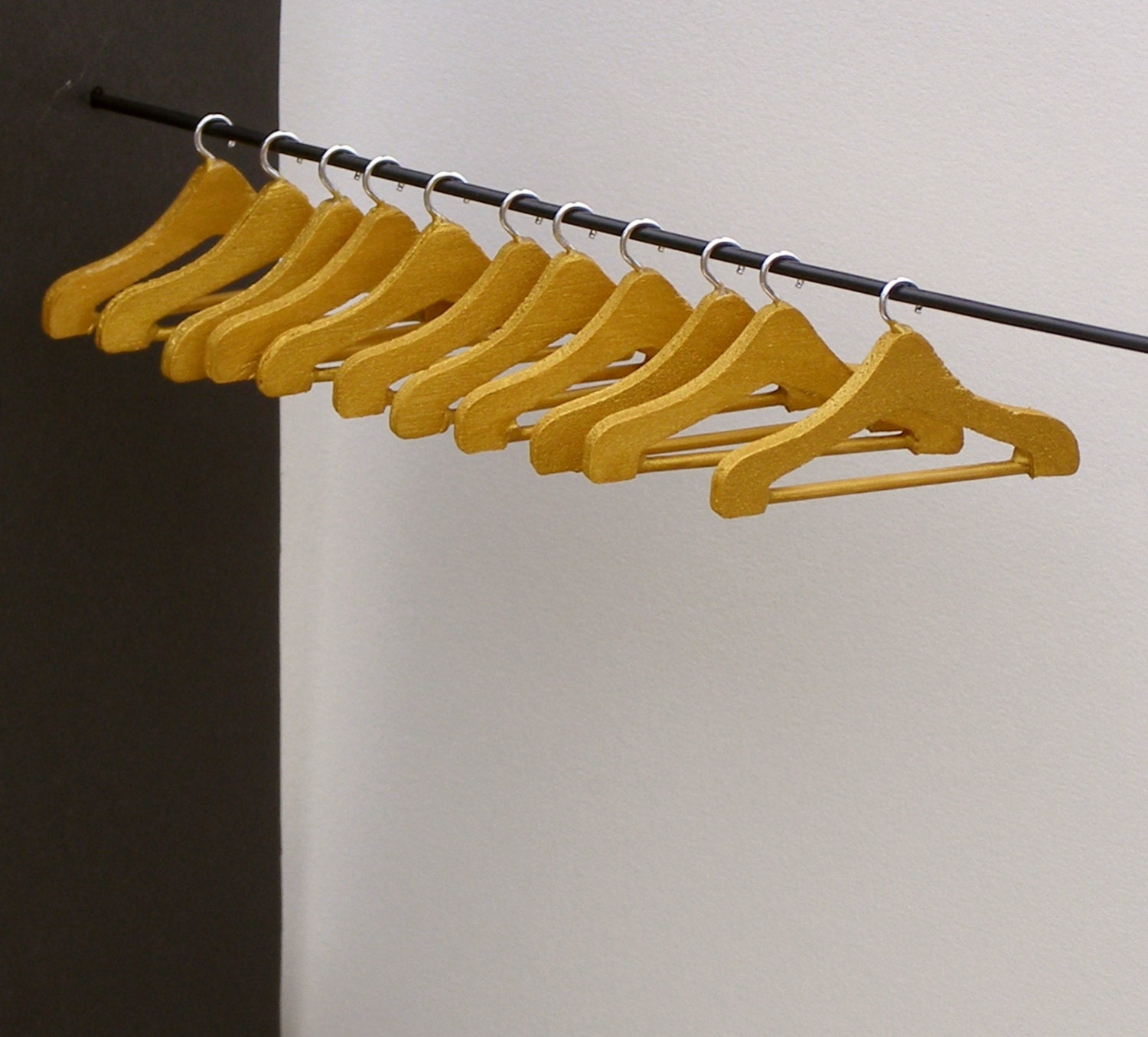 Doll mini coat hanger Miniature golden wood hanger Unique