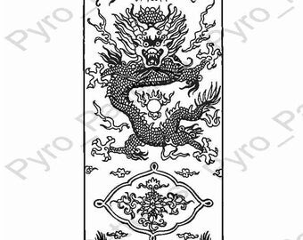 Pyrography Wood burning Chinese Dragon Pattern Printable