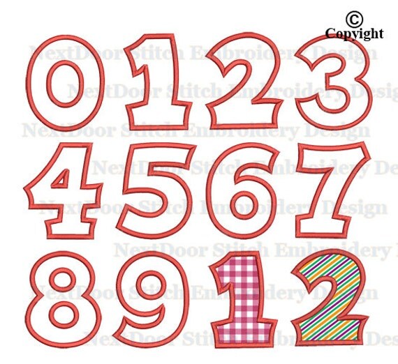 Embroidery Applique Numbers set 0-9 Machine Embroidery Design