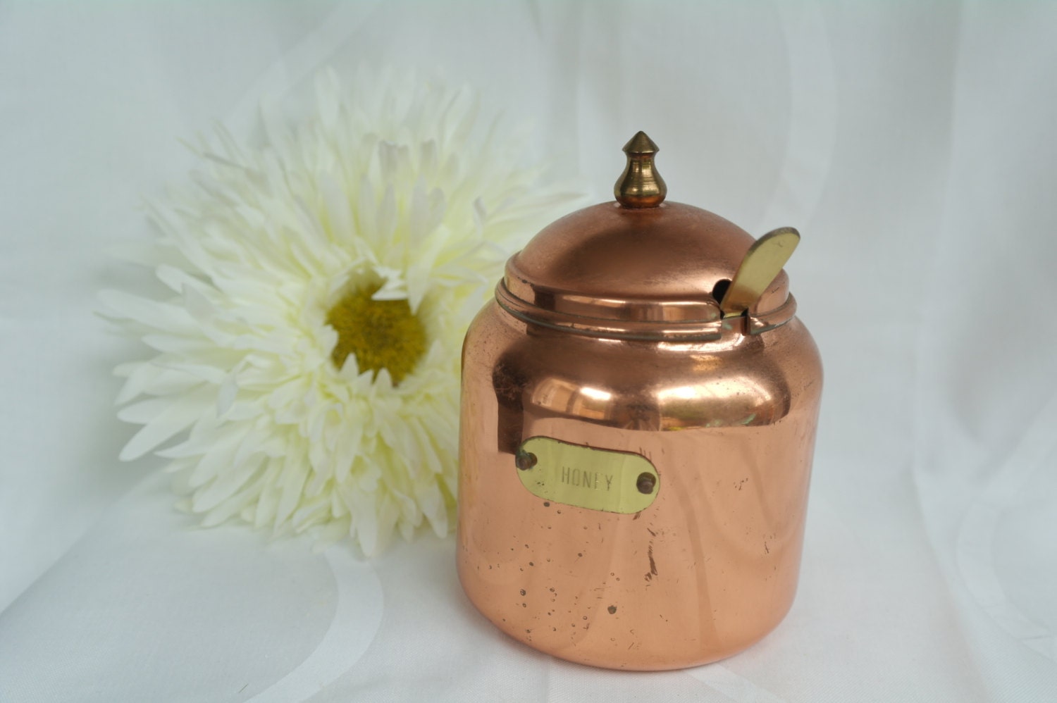 Vintage Brass Honey Pot with Lid and Spoon | Made in Portugal – Haute Juice