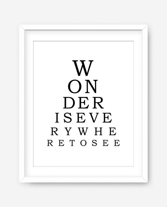Inspirational quote printable art eye chart print black