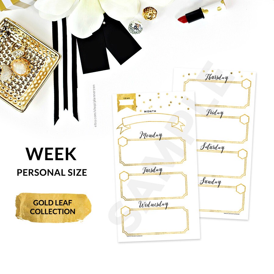 Gold Printable Personal Planner Inserts Refills by PlanningZen