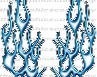 Red White Blue Flames 12 Decal Stickers Graphics 3M