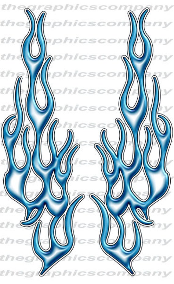 Pearl Blue Flames 12 Decal Stickers Graphics 3M