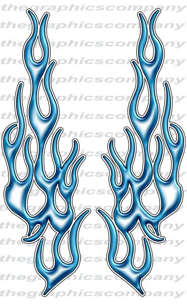 Pearl Blue Flames 12 Decal Stickers Graphics 3M