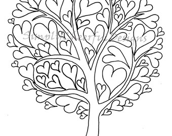 Valentine coloring page hand drawn and collaged from vintage