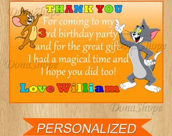 Tom and Jerry Thank You Card Tom and Jerry Birthday by DonaShope