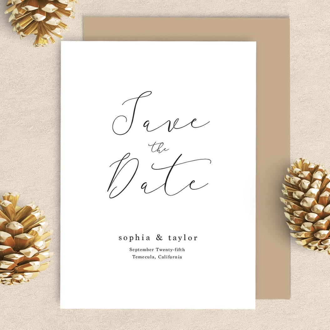 Simple Rustic Save the Date Calligraphy Save the Date Simple