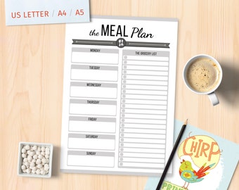 EDITABLE Meal Planner Grocery List Weekly Meal Planner Menu