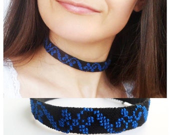 Unique blue choker related items | Etsy