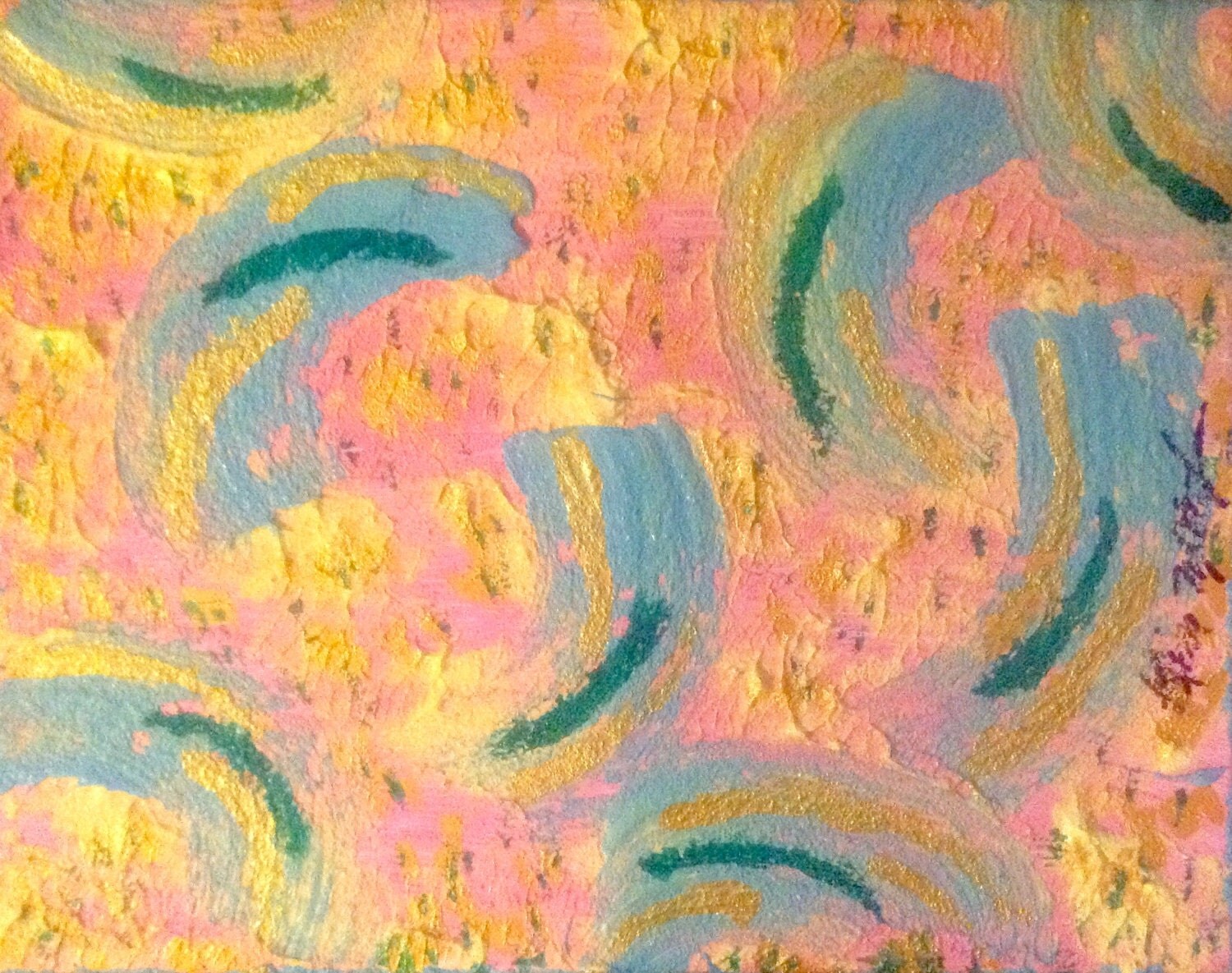 Abstract Acrylic & Ink Painting on Canvas