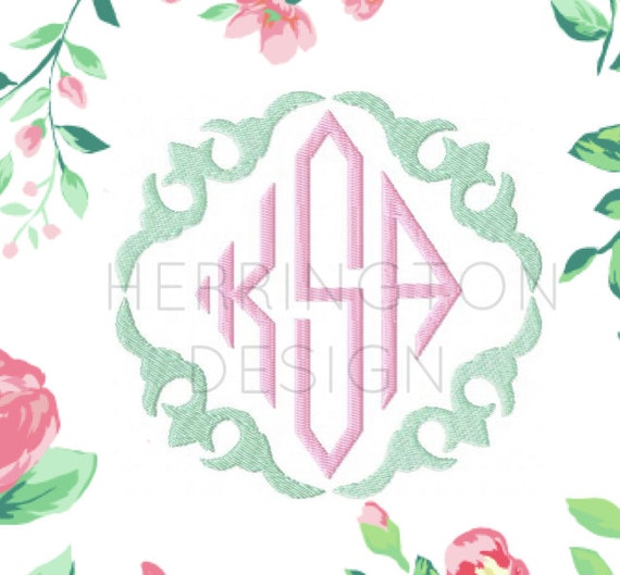 Diamond Frame Embroidery Design Monogram 4x4 5x7 6x10 Instant Download BX